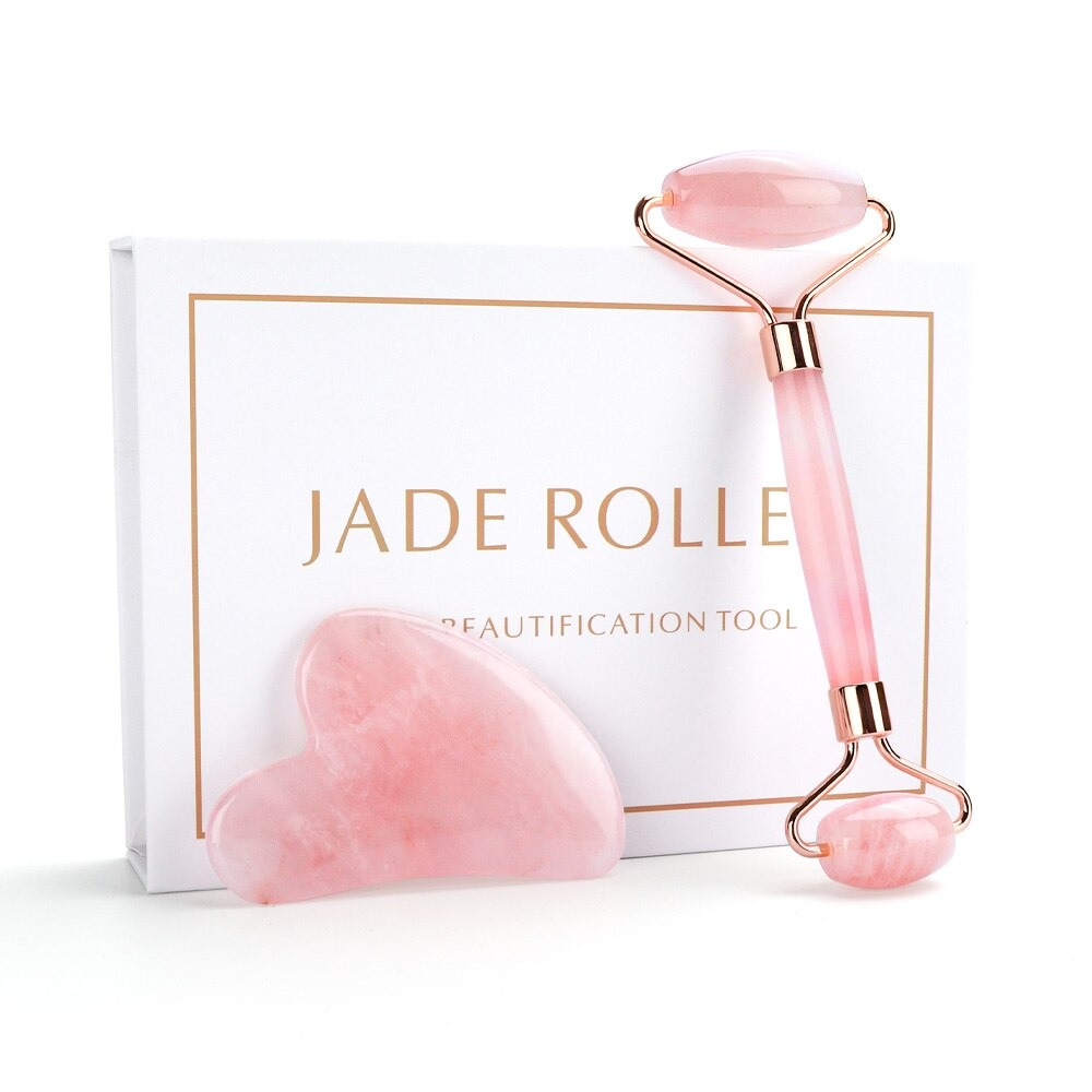 Kit Jade - Rolo de Jade e Pedra Gua Sha - Roseskin